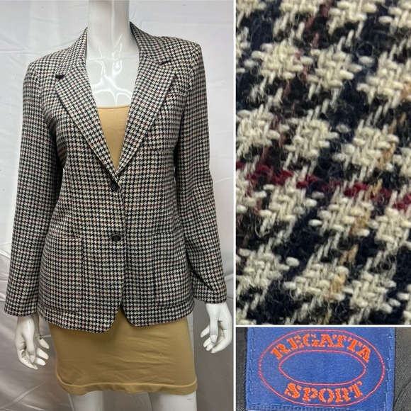 Vintage | Jackets & Coats | Vintage Regatta Womens 2 Tweed Beige Black ...